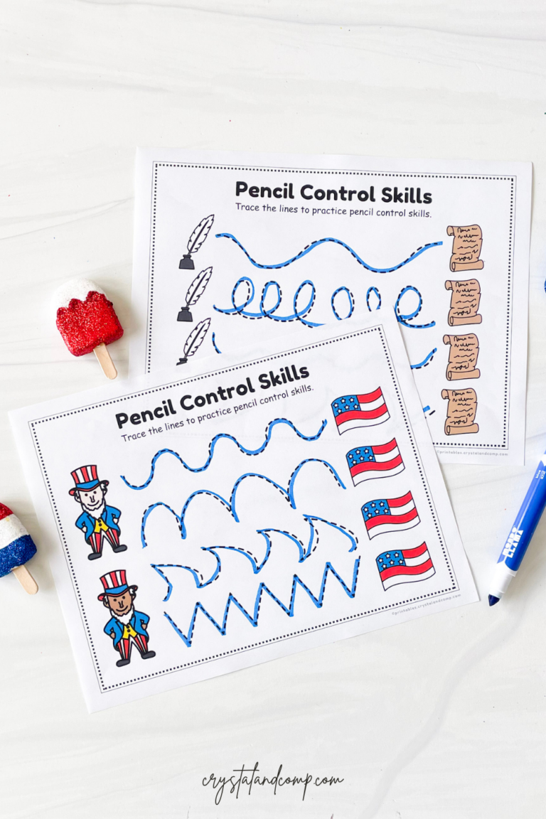 4th of July Line Tracing Printables - CrystalandComp.com
