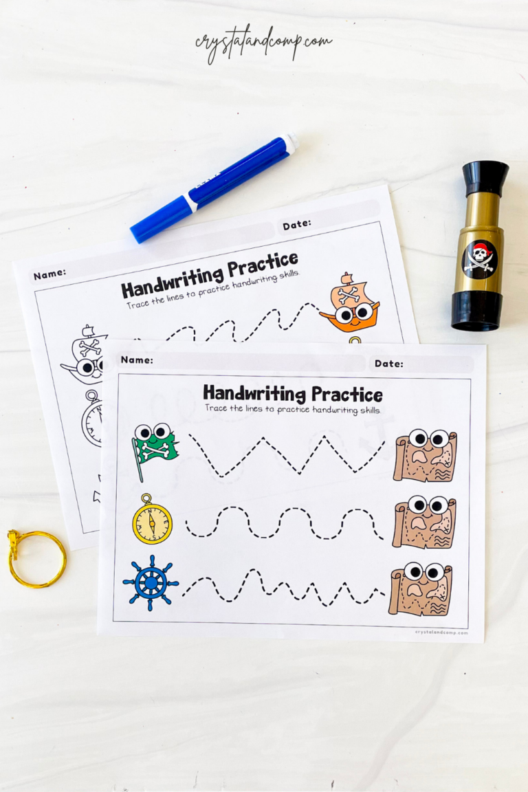 Pirate Line Tracing Printables - CrystalandComp.com