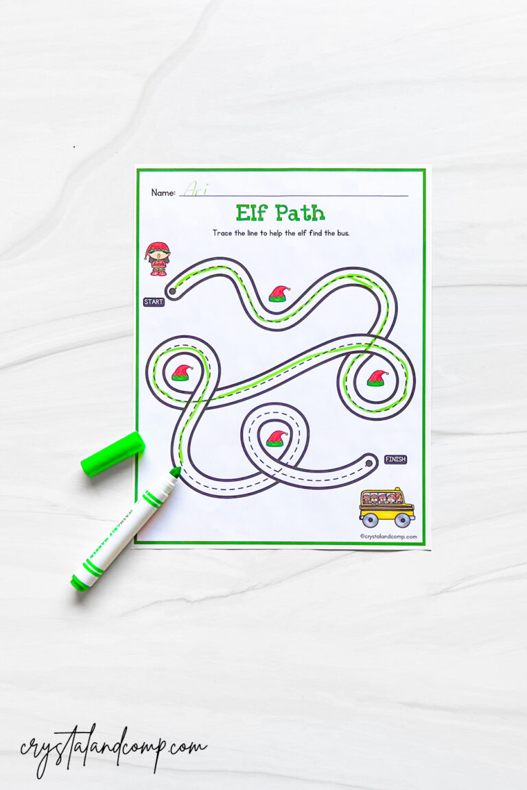 Elf Line Tracing Printables - CrystalandComp.com