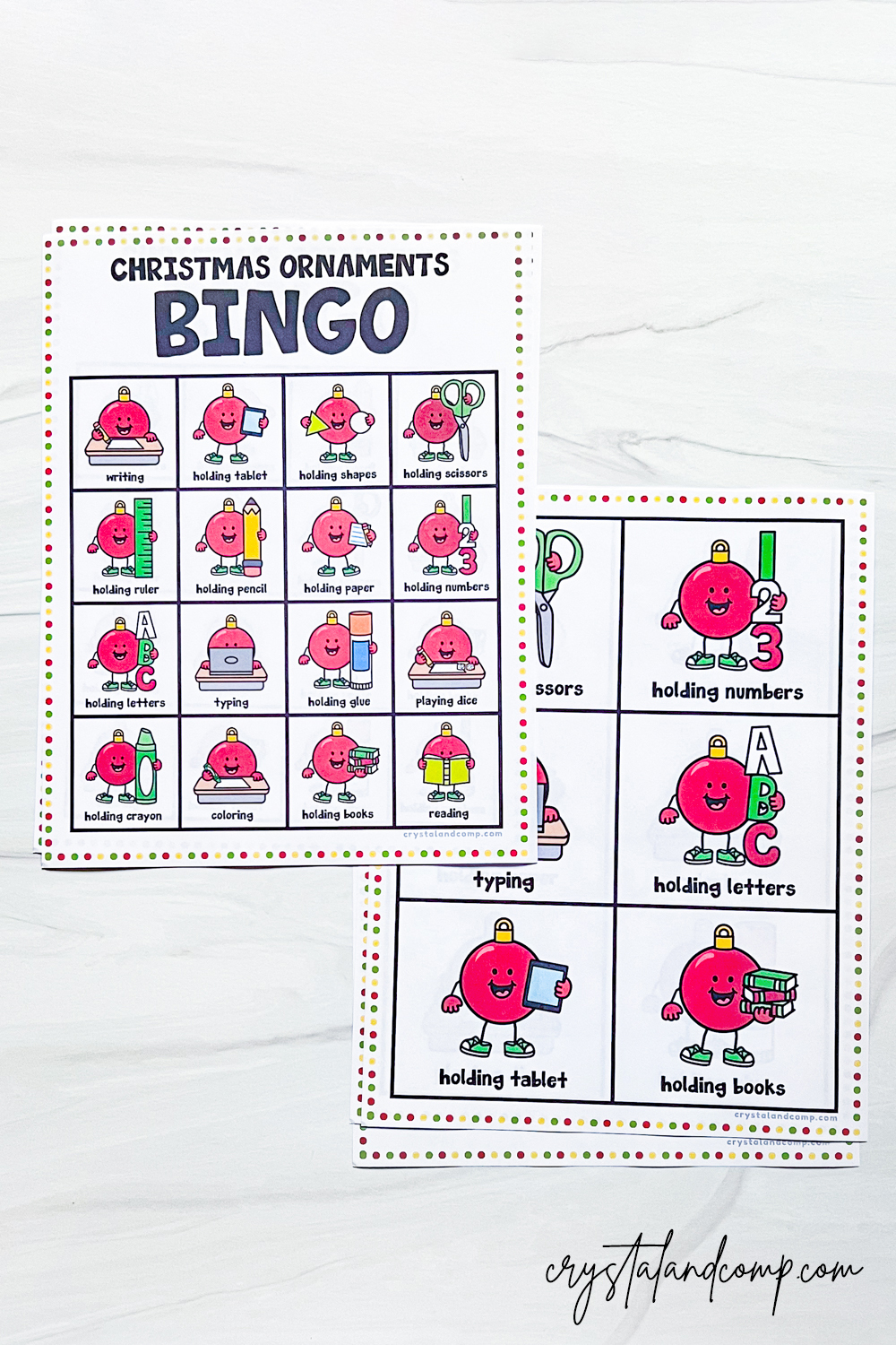 Christmas Ornaments Bingo Printables - CrystalandComp.com