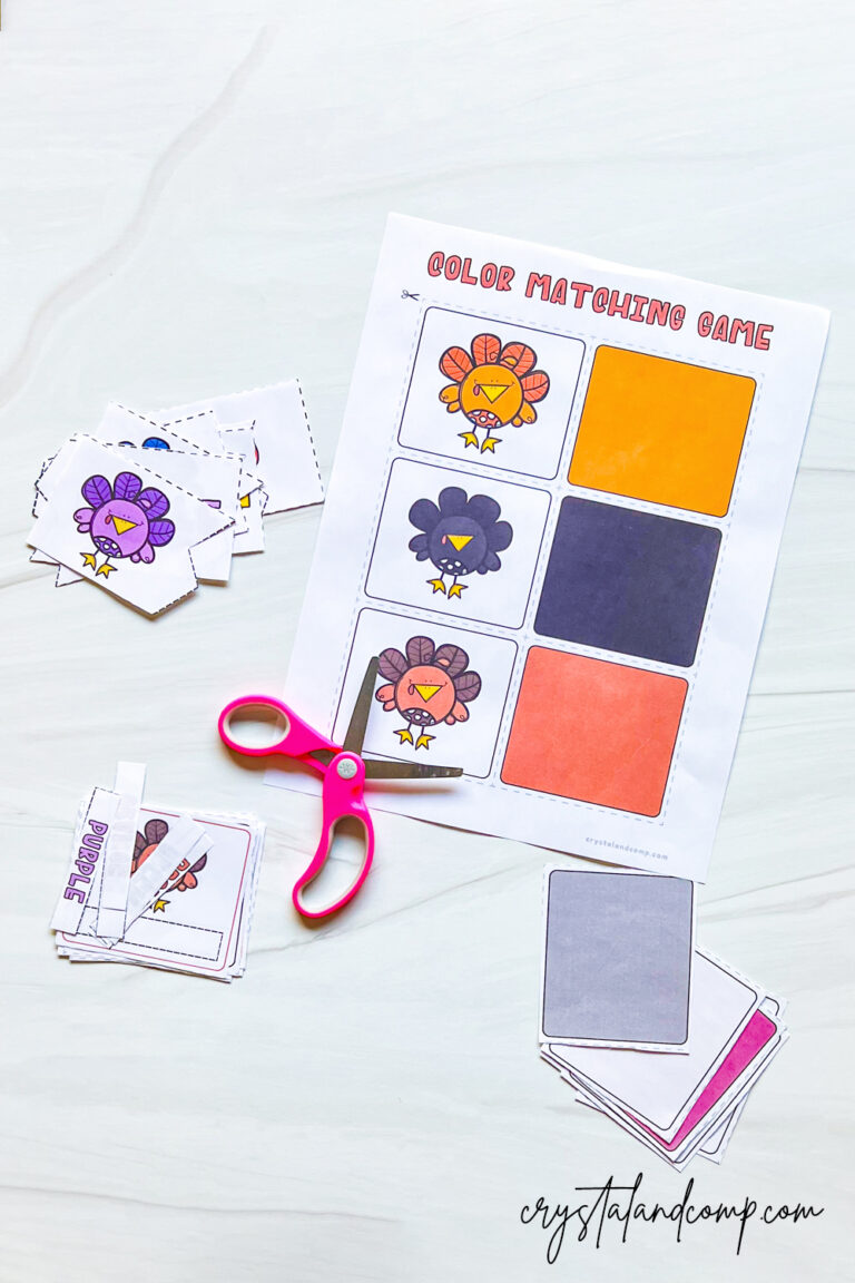 Turkey Coloring Matching Game - CrystalandComp.com