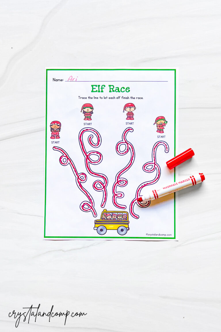 Elf Line Tracing Printables - CrystalandComp.com