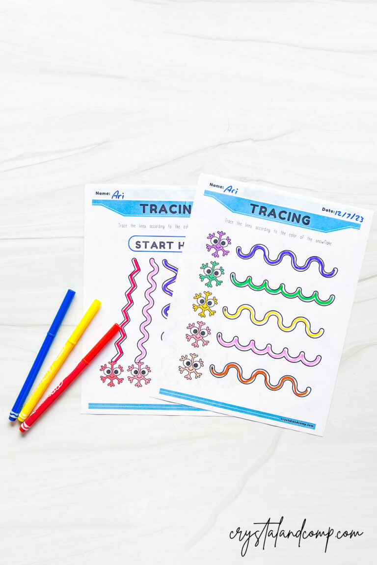 Winter Snowflake Line Tracing Printables - CrystalandComp.com