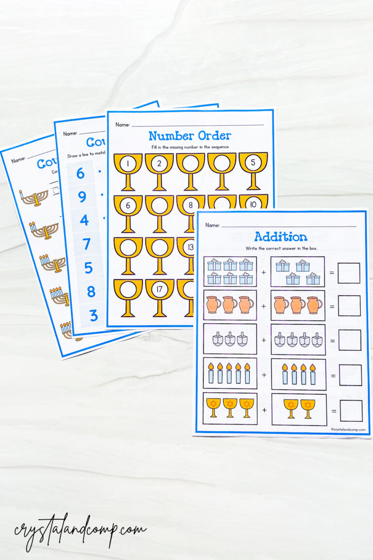 Hanukkah Preschool Math Printables - CrystalandComp.com
