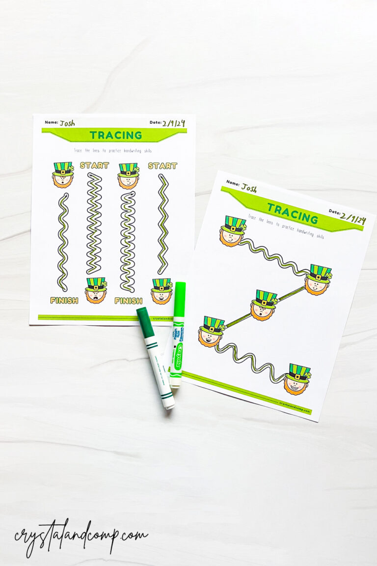 Leprechaun Line Tracing Printables - CrystalandComp.com