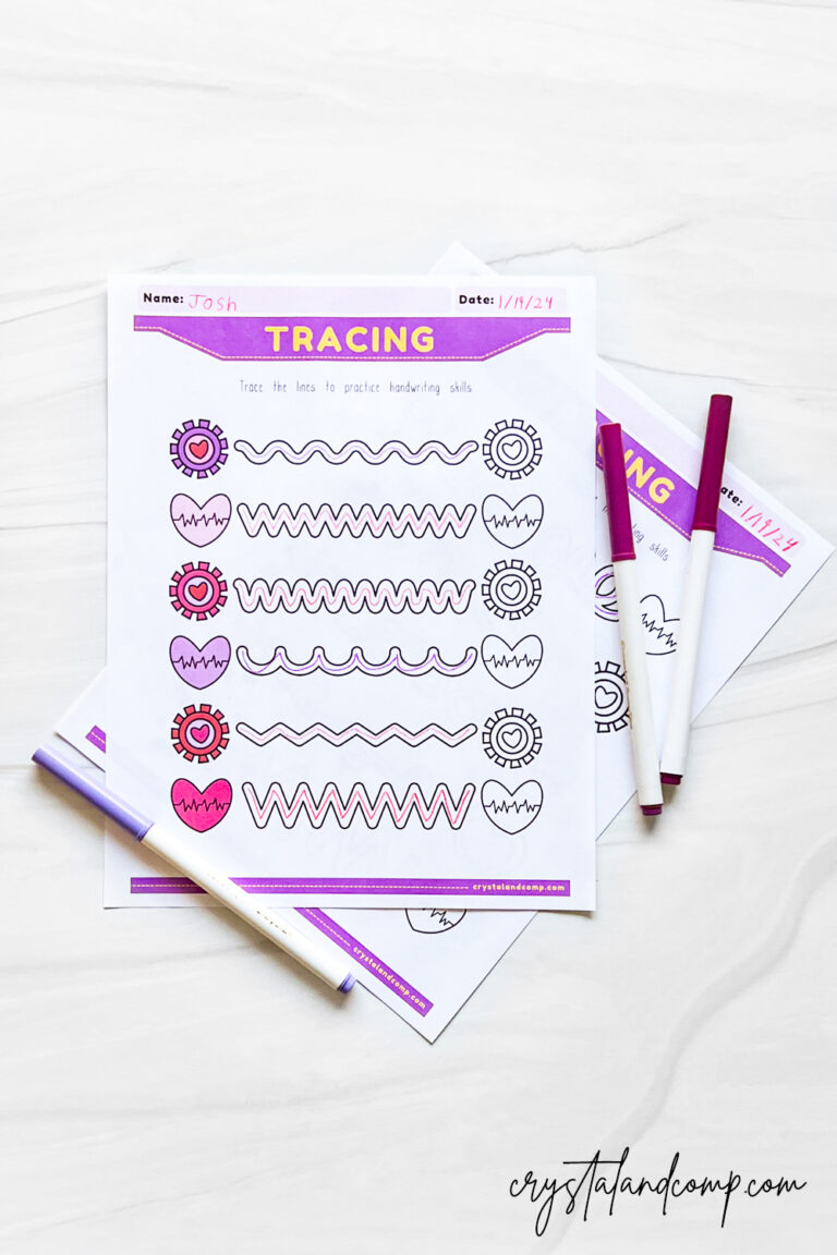 Valentine Robot Line Tracing Printables - CrystalandComp.com