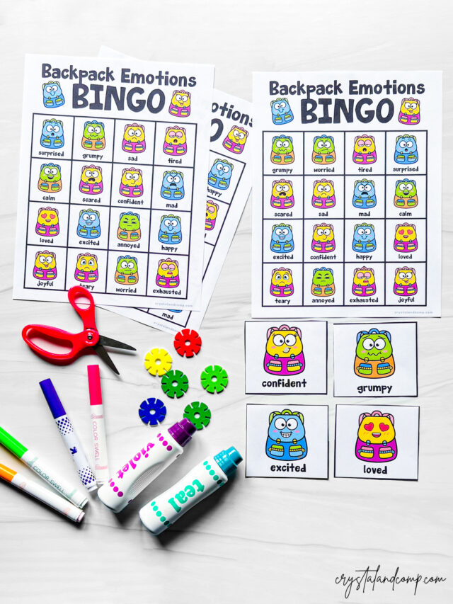 Backpack Emotions Bingo Printables - CrystalandComp.com