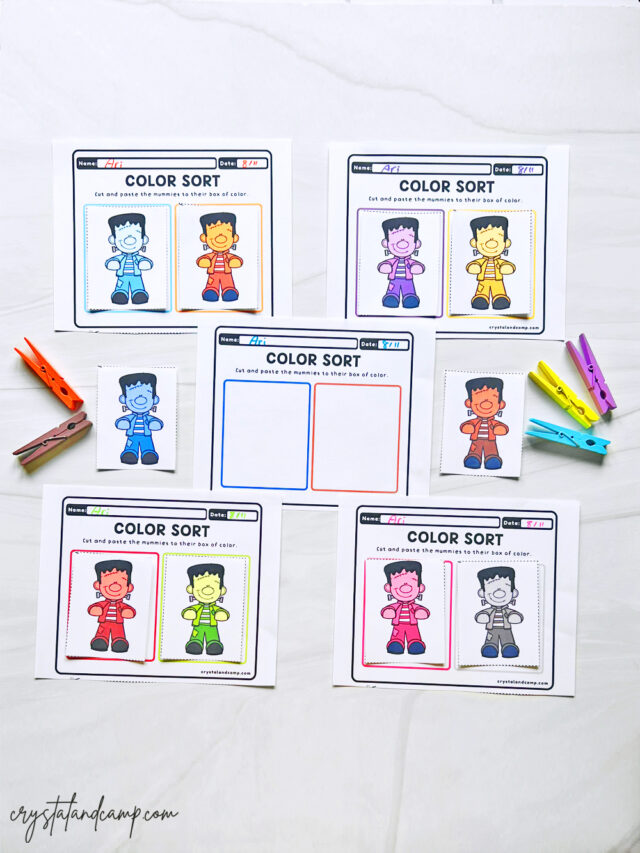 Frankenstein Color Sorting Printables - CrystalandComp.com