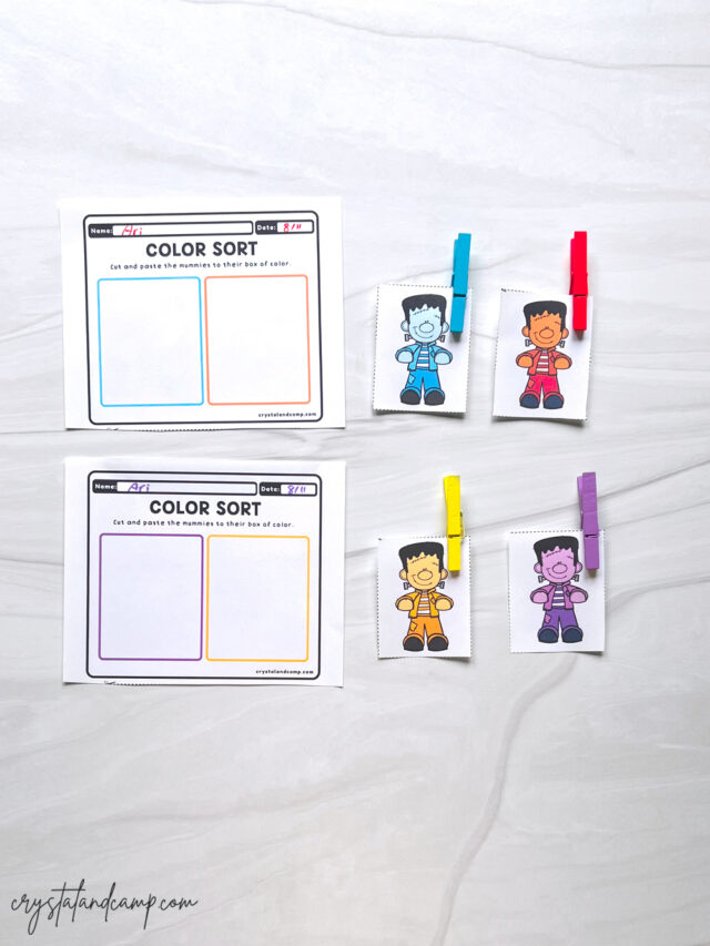 Frankenstein Color Sorting Printables - CrystalandComp.com
