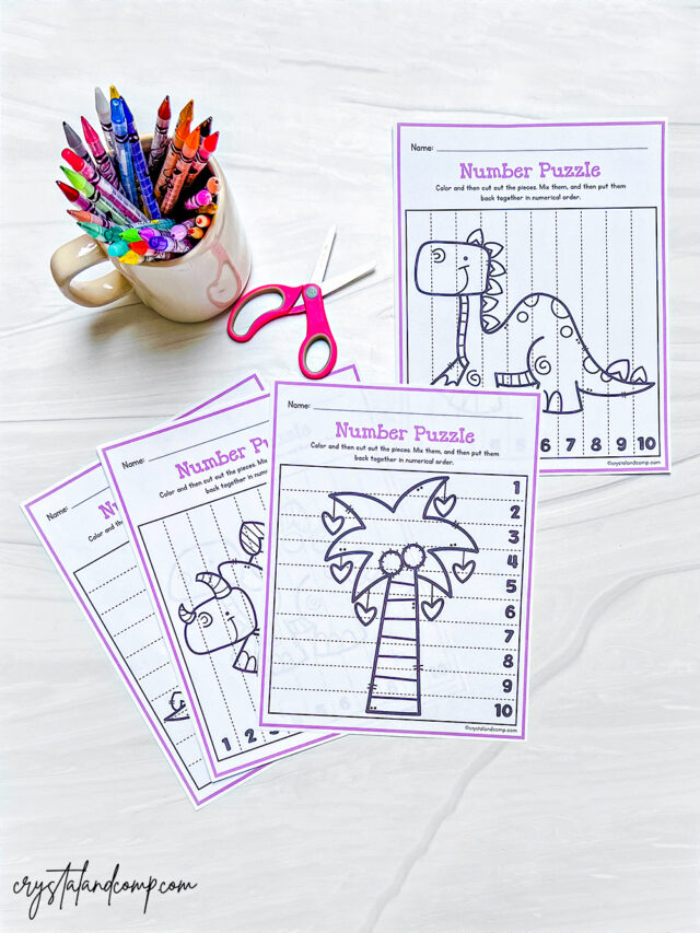 Valentine Dinosaur Cut and Paste Puzzles - CrystalandComp.com
